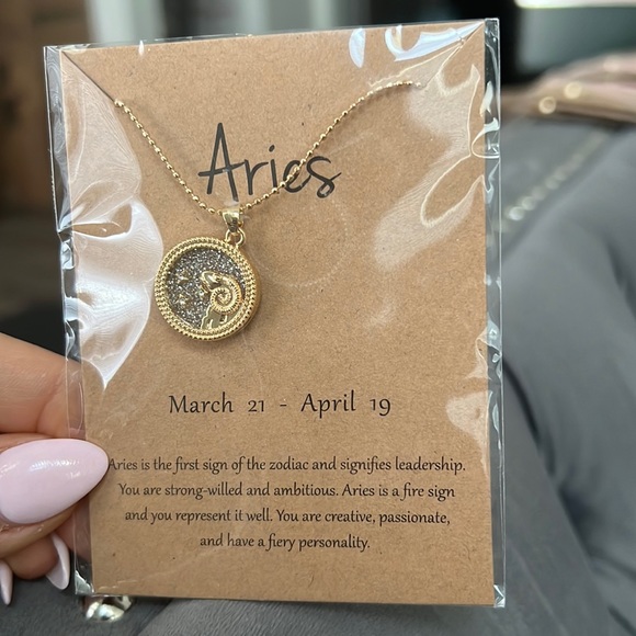 Jewelry | Nwt Aries Constellation Gold Chain Zodiac Sign Round Pendant ...